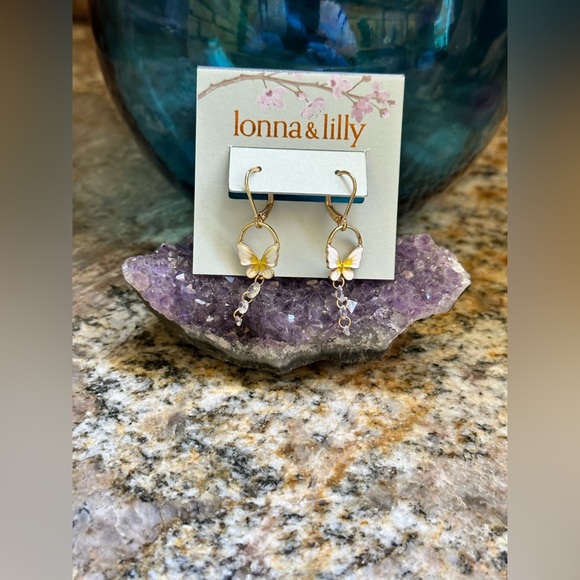 lonna & lilly | Jewelry | Lonna Lilly Gold Butterfly Dangle Earrings ...